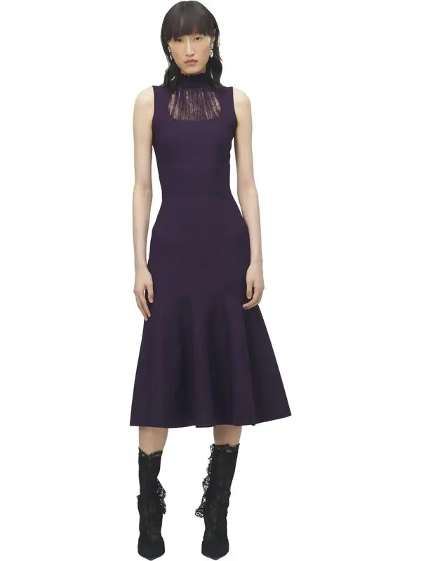 Alexander McQueen Lace Panel Midi Dress - Violet