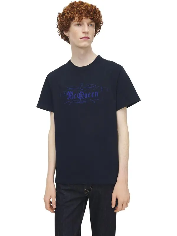 Alexander McQueen Script Print T-shirt - Blue