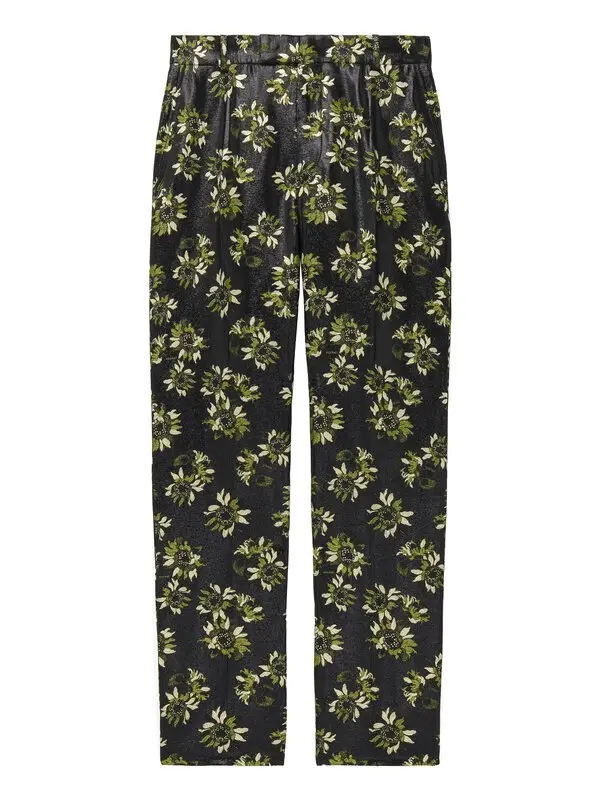 Alexander McQueen Sunflower Jacquard Trousers - Black/green/gold