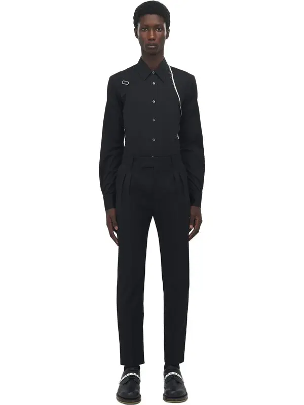 Alexander McQueen Wool Mohair Tailored Trousers - Black