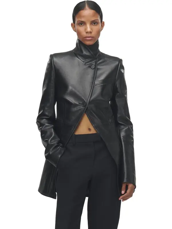 Alexander McQueen Cutaway Leather Jacket - Black