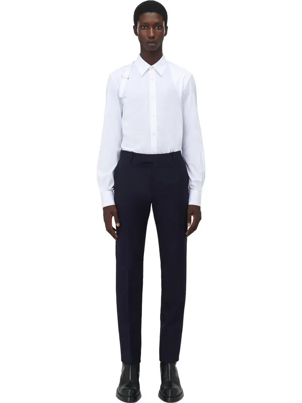 Alexander McQueen Low-waisted Cigarette Trousers - Navy