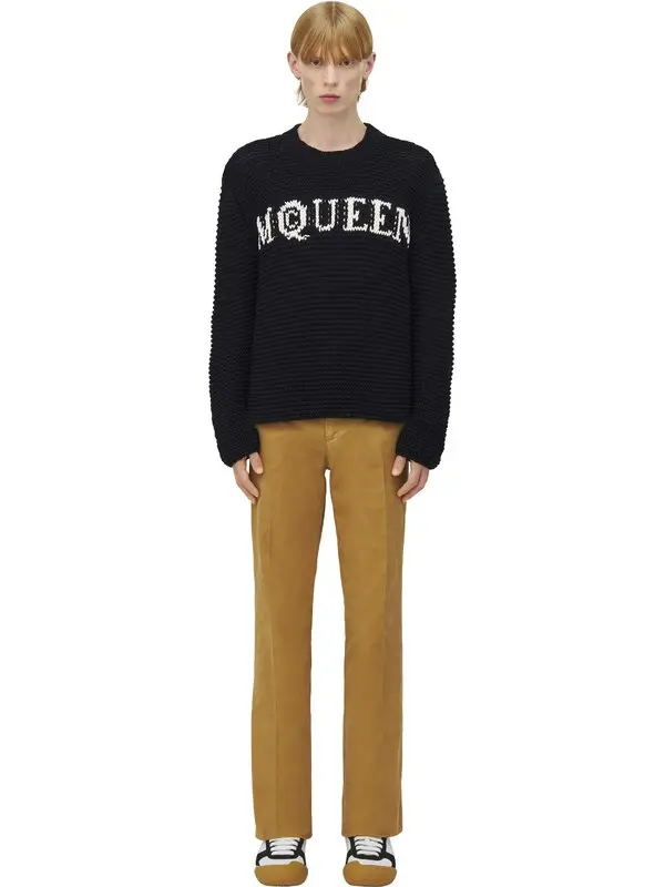 Alexander McQueen Textured Jumper With Logo - Black