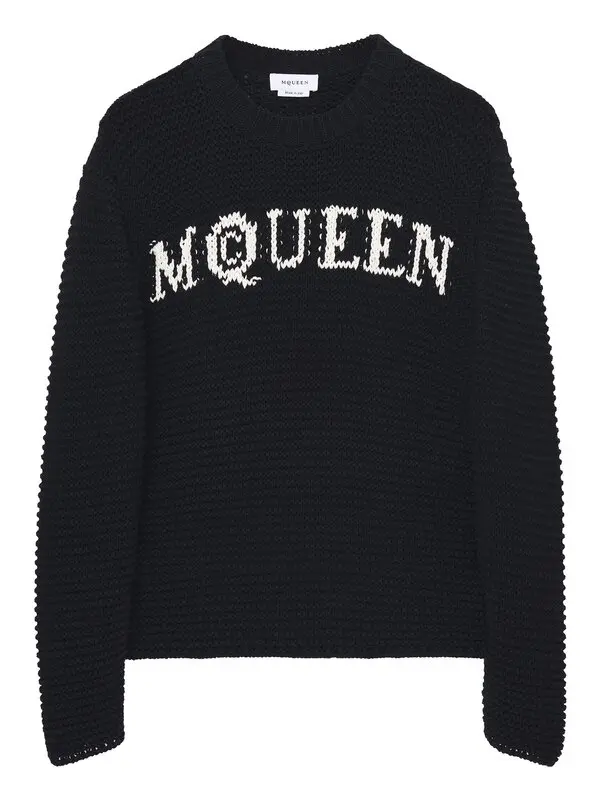 Alexander McQueen Logo Textured Jumper - Black