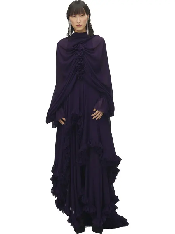 Alexander McQueen Draped Evening Dress - Violet