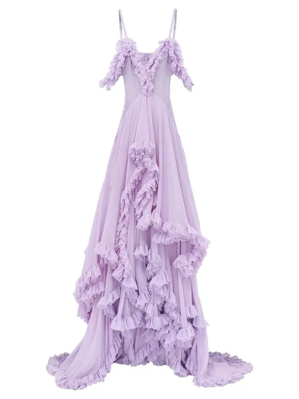Alexander McQueen Ruffled Evening Dress - Lilac