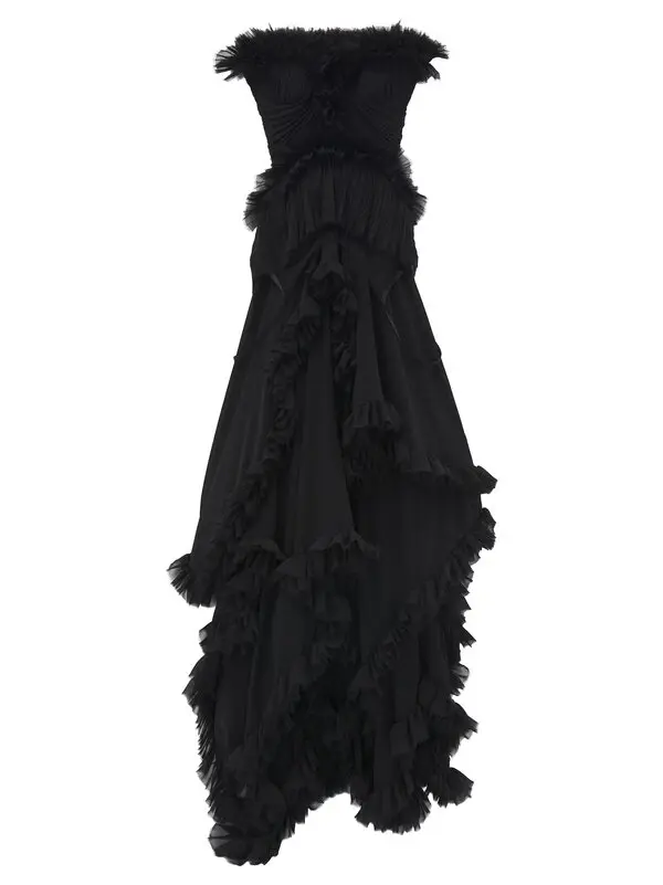 Alexander McQueen Ruffled Evening Dress - Black