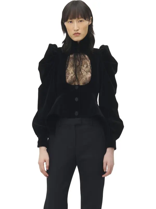 Alexander McQueen Velvet Panel Jacket - Black