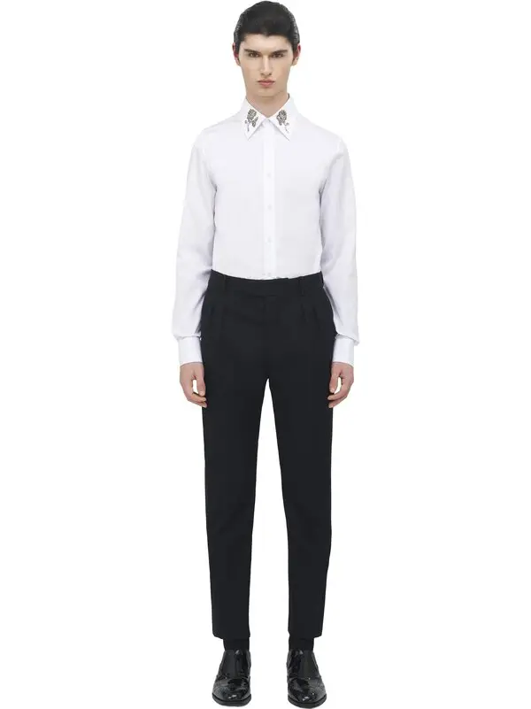 Alexander McQueen Pleat Detail Tuxedo Trousers - Black
