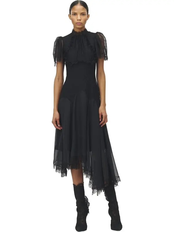 Alexander McQueen Floral Lace Evening Dress - Black
