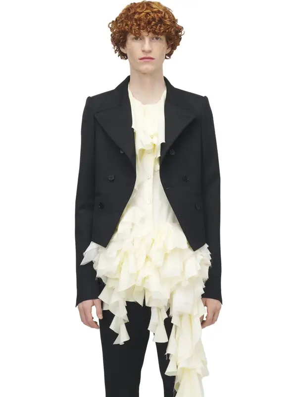 Alexander McQueen Asymmetric Lapel Wool Gabardine Jacket - Black