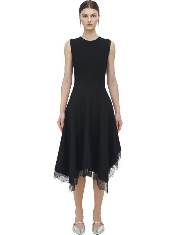 Alexander McQueen Lace Detail Asymmetric Dress - Black