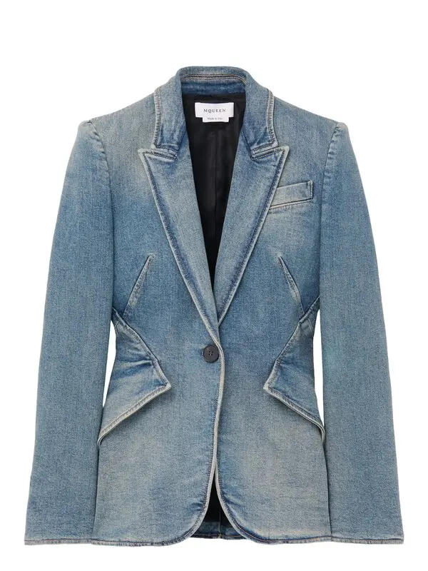 Alexander McQueen Stretch Denim Jacket - Washed Blue