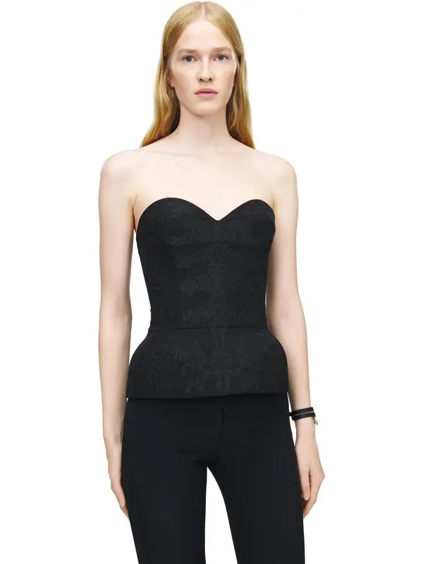 Alexander McQueen Lace Ribcage Embroidery Corset Top - Black
