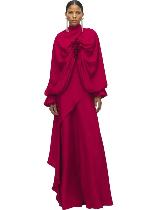 Alexander McQueen Draped Evening Dress - Crimson