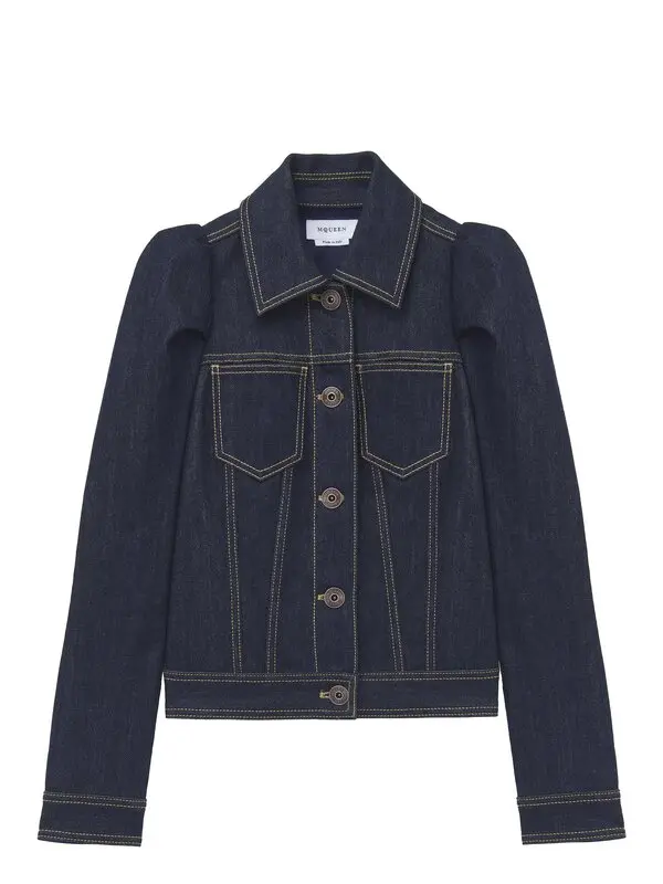 Alexander McQueen Pinched Shoulder Denim Jacket - Dark Blue Wash