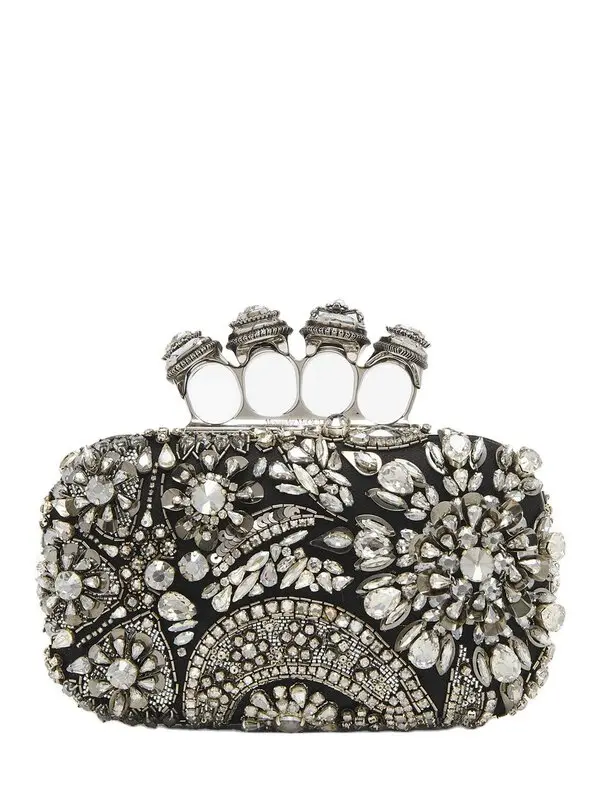 Alexander McQueen Jewelled Spider Knuckle Clutch - Black