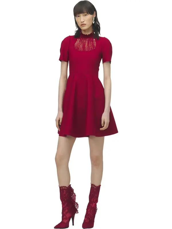 Alexander McQueen Lace Panel Mini Dress - Crimson