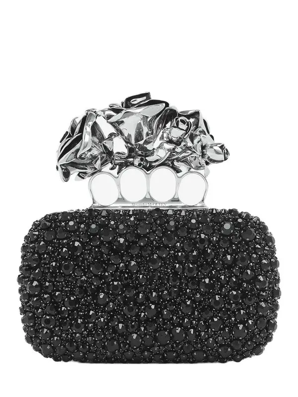 Alexander McQueen Rose Knuckle Clutch - Black