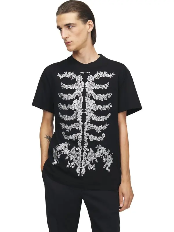 Alexander McQueen Lace Ribcage T-shirt - Black