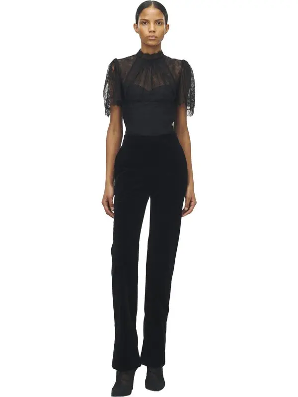 Alexander McQueen Cotton Velvet Tailored Trousers - Black