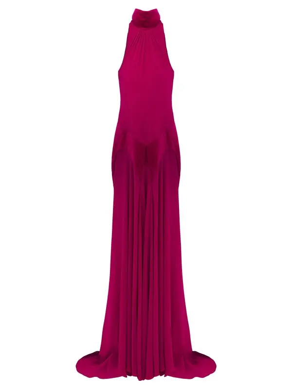 Alexander McQueen Silk Georgette Evening Dress - Fuchsia