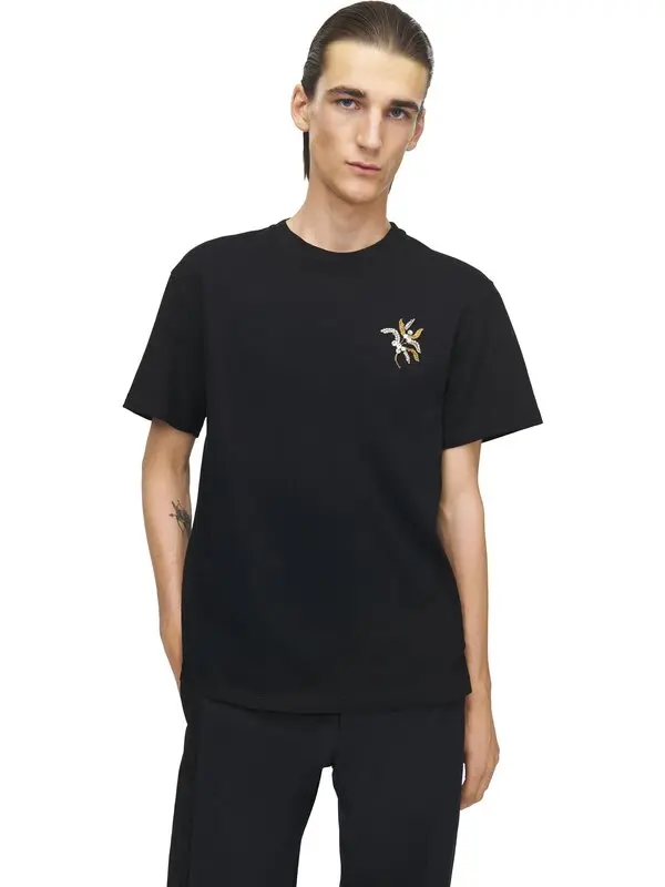 Alexander McQueen Jewelled Mistletoe Embroidery T-shirt - Black