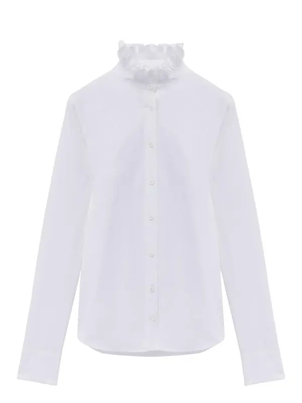 Alexander McQueen Ruffle Neck Poplin Shirt - Optical White