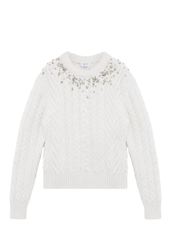 Alexander McQueen Crystal-embellished Cable Knit Jumper - Ivory