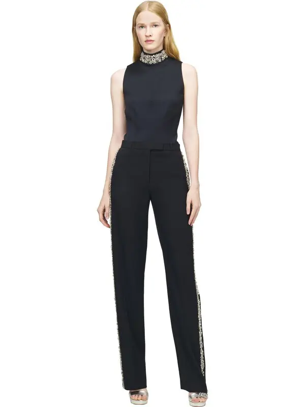 Alexander McQueen Crystal Embellished Tuxedo Trousers - Black