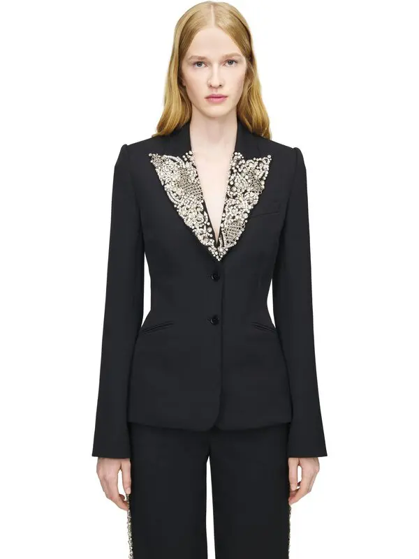 Alexander McQueen Chain Mail Embroidery Single-breasted Jacket - Black
