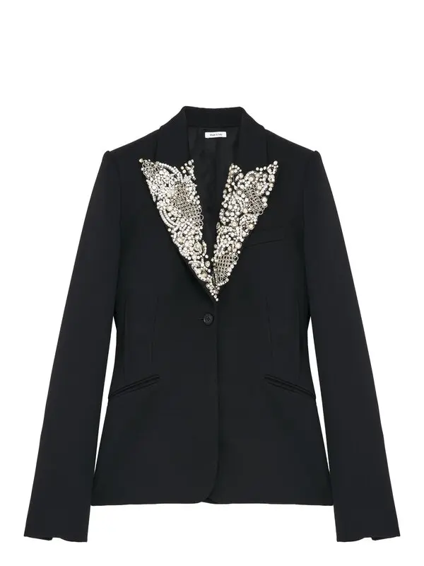 Alexander McQueen Chain Mail Embroidery Single-breasted Jacket - Black