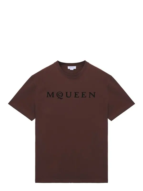 Alexander McQueen Flocked Logo T-shirt - Deep Red