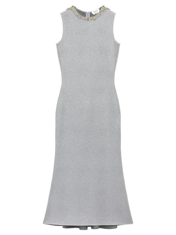Alexander McQueen Chain Mail Embroidery Midi Dress - Silver