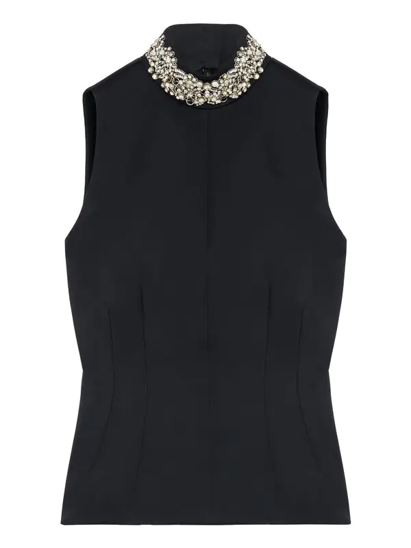 Alexander McQueen Chain Mail Embroidery Sleeveless Top - Black
