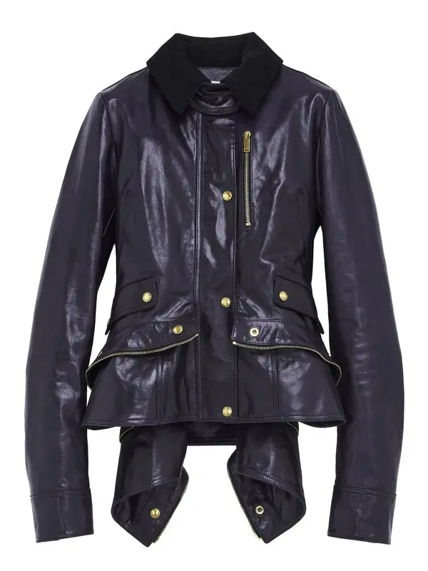 Alexander McQueen Leather Kickback Jacket - Midnight Blue
