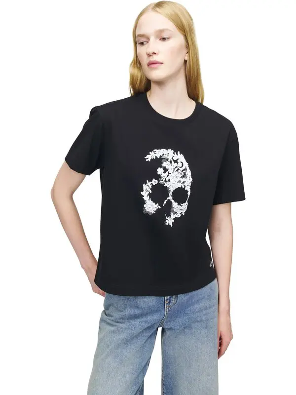 Alexander McQueen Lace Skull T-shirt - Black