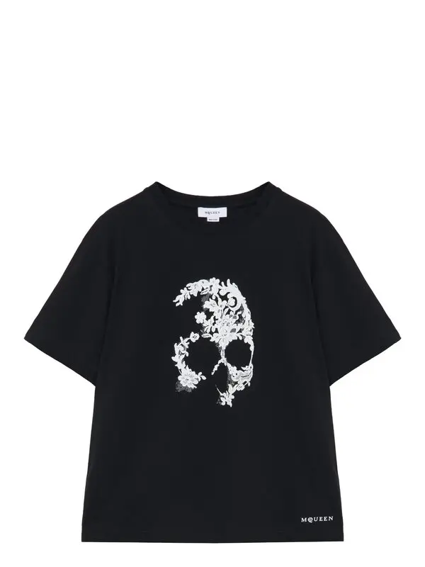 Alexander McQueen Lace Skull T-shirt - Black