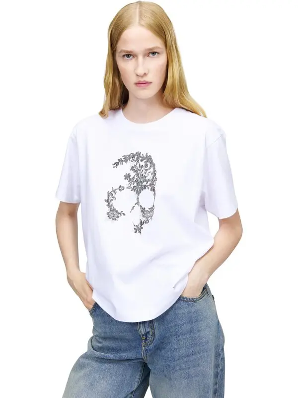 Alexander McQueen Lace Skull T-shirt - White