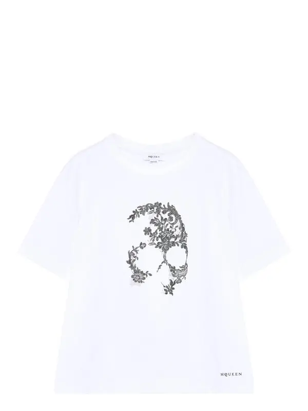 Alexander McQueen Lace Skull T-shirt - White