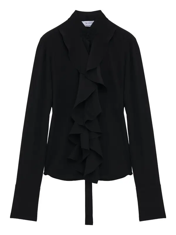 Alexander McQueen Ruffled Crepe De Chine Shirt - Black