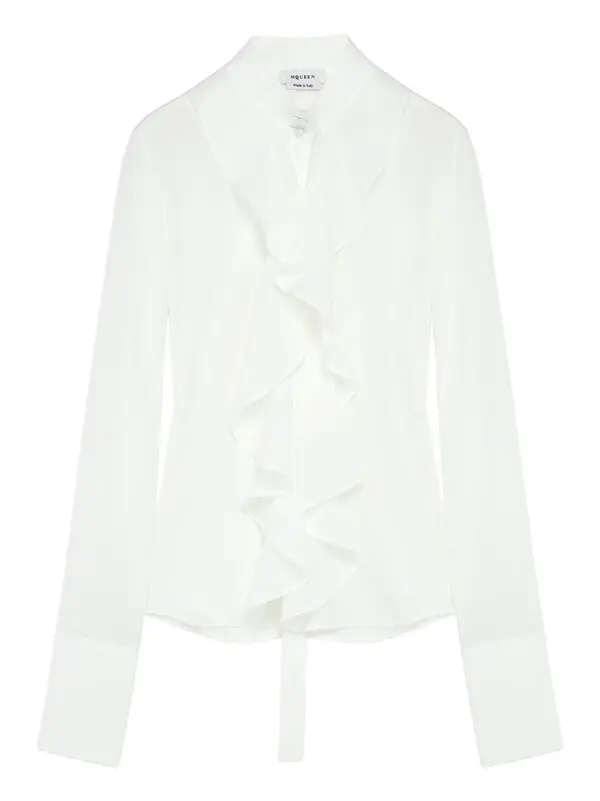 Alexander McQueen Ruffled Crepe De Chine Shirt - Cream