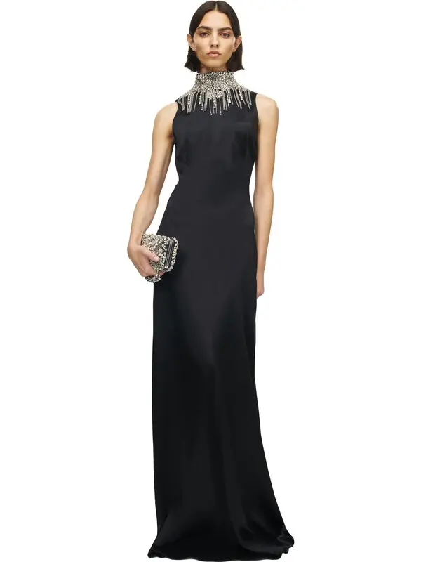 Alexander McQueen Chain Mail Embroidery Evening Dress - Black
