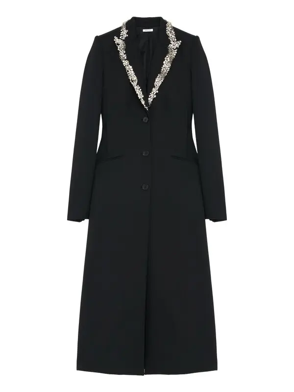 Alexander McQueen Chain Mail Embroidery Long Coat - Black