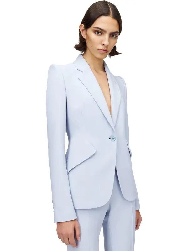 Alexander McQueen Single-breasted Leaf Crepe Jacket - Light Blue