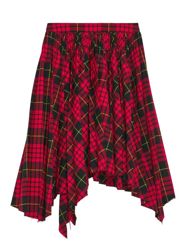 Alexander McQueen Tartan Asymmetric Skirt - Red/black/yellow