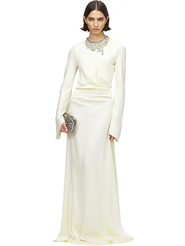 Alexander McQueen Jewelled Embroidery Evening Dress - Cream