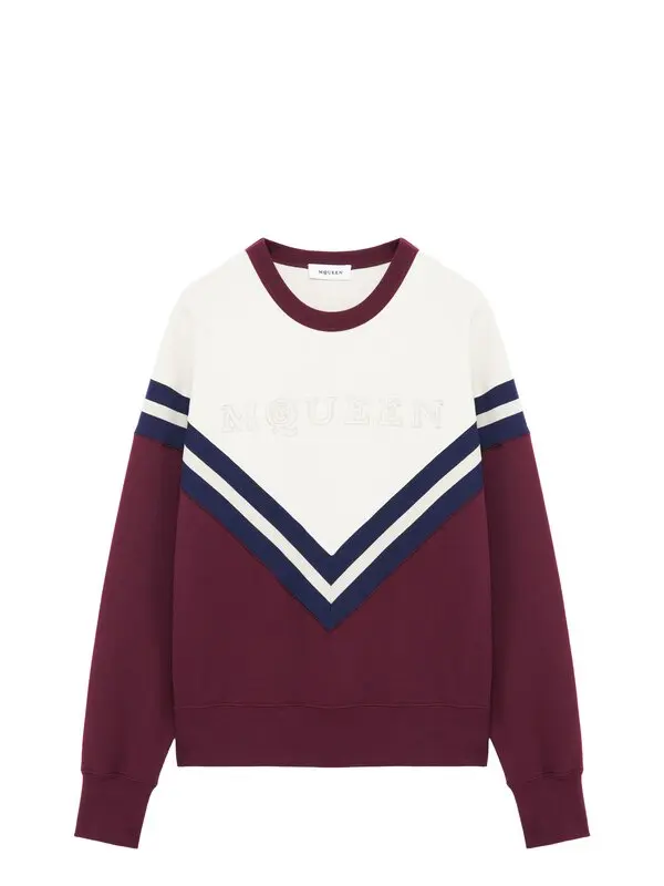 Alexander McQueen Logo Cotton Sweatshirt - Ivory/navy/burgundy