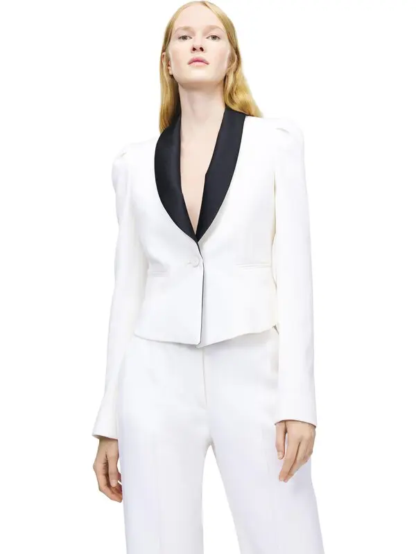 Alexander McQueen Single-breasted Tuxedo Jacket - White