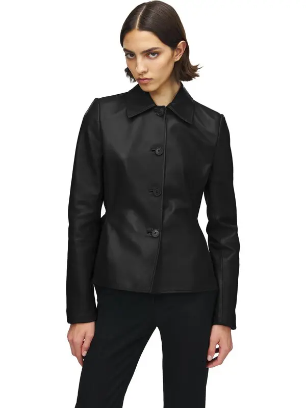 Alexander McQueen Leather Peplum Jacket - Black